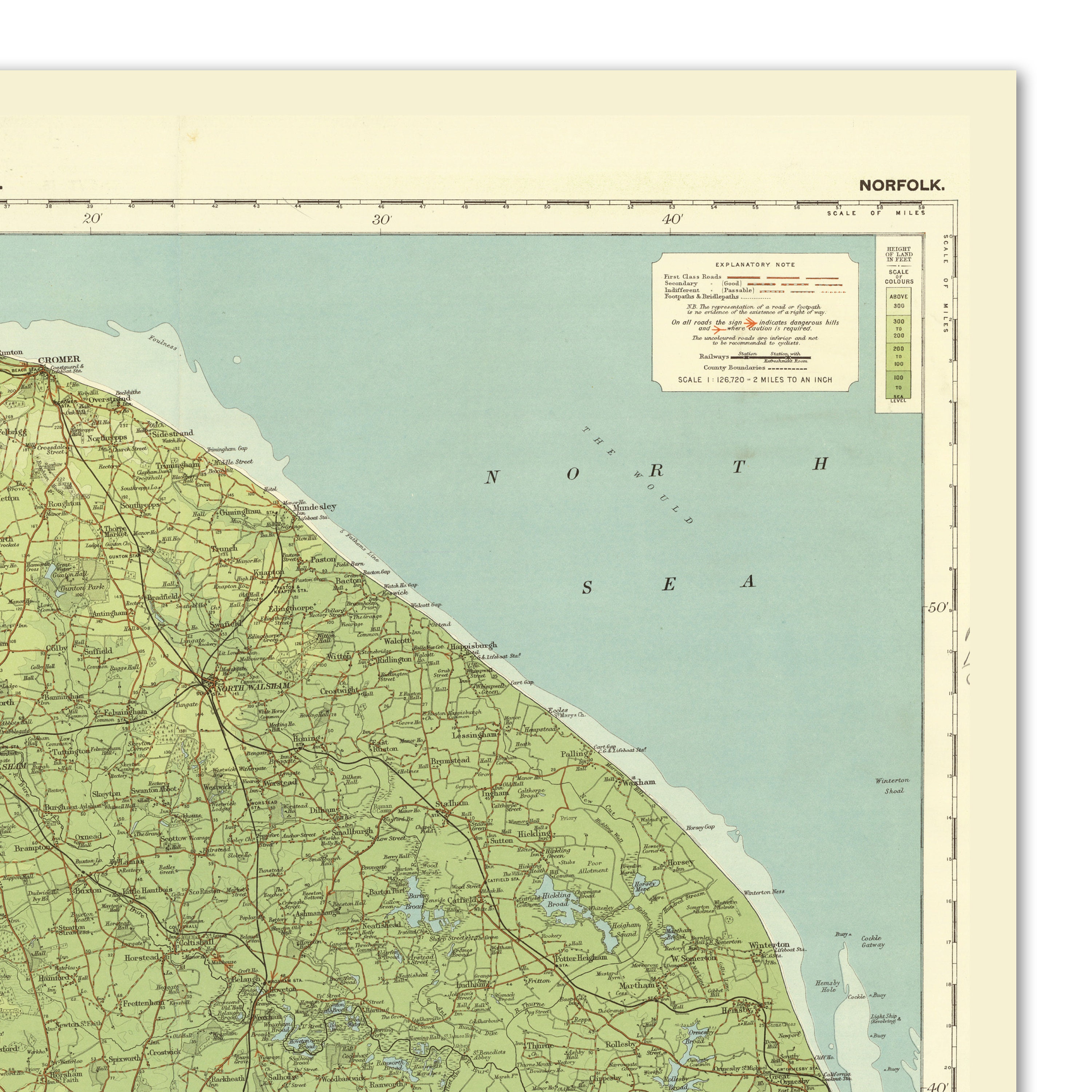 Old Norfolk Map | 1903 | English Maps | Bartholomew Poster Wall Art ...