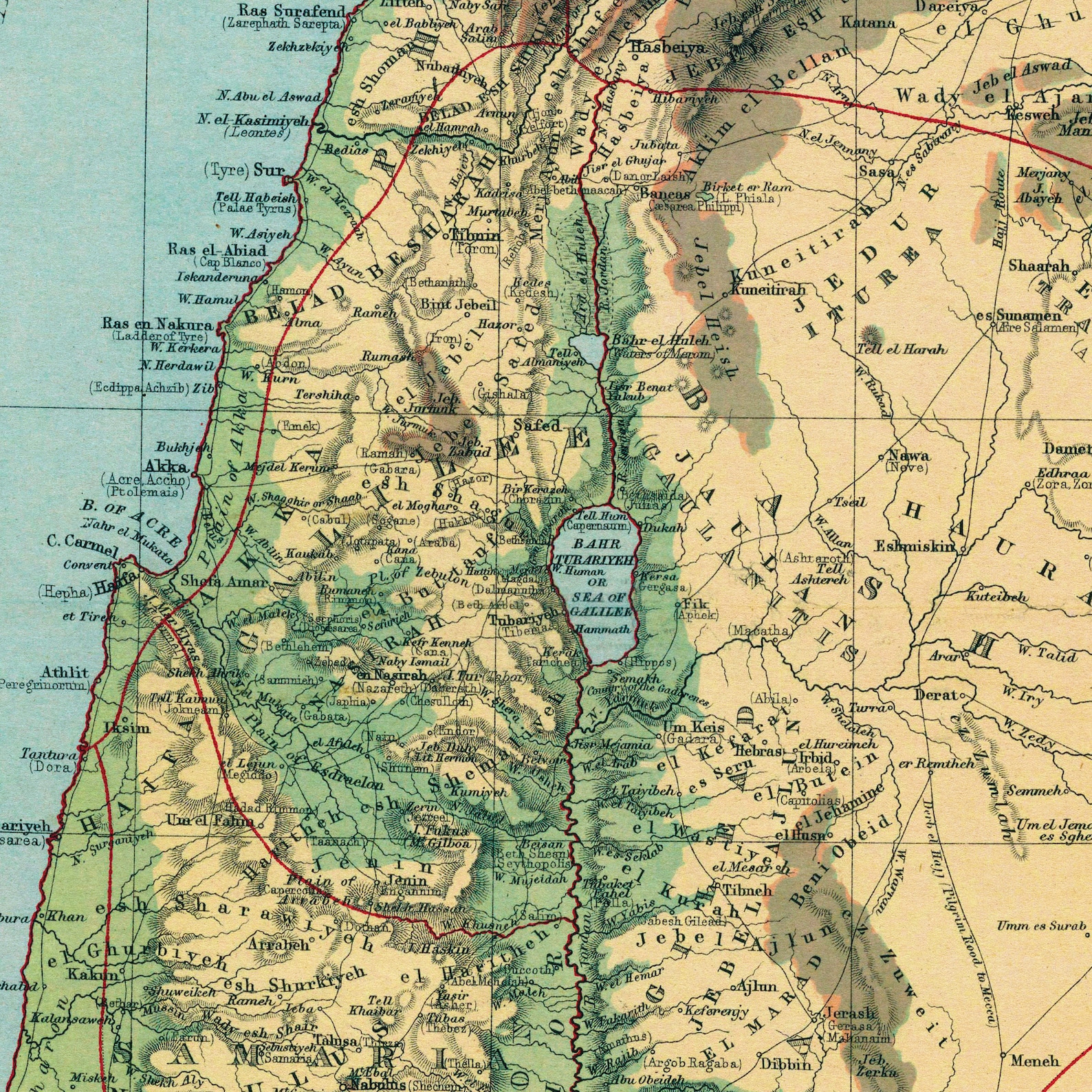 Old Map of Palestine/israel, 1871 . Jerusalem, Israel, Palestine ...