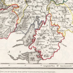 County Mayo Map Ireland 1846 Hollymount Ballinrobe Murrisk Achill ...