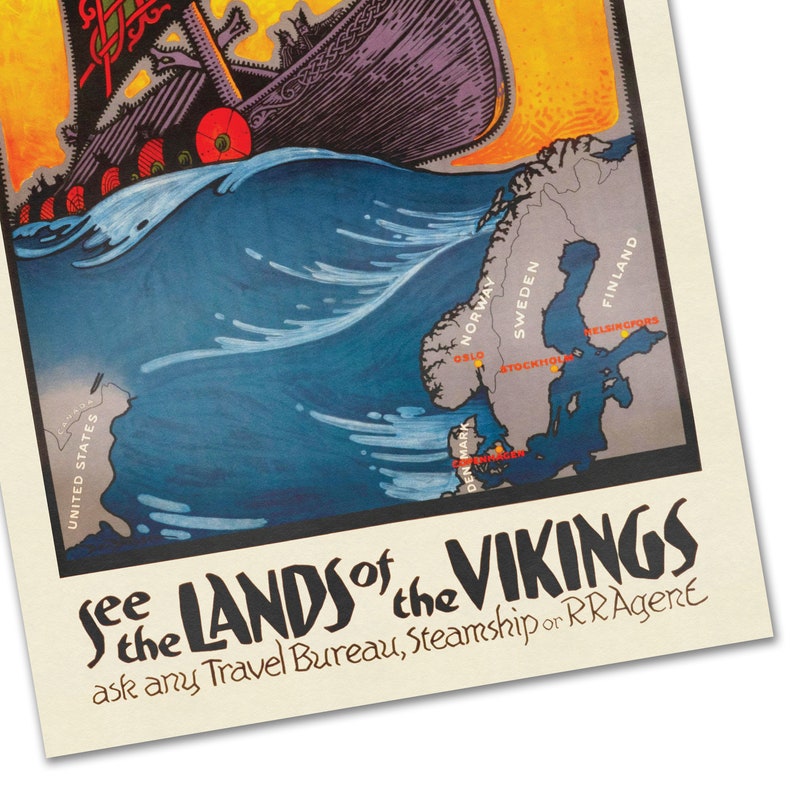 Vikings Travel Poster - See the Land of the Vikings - Nordic Art ...