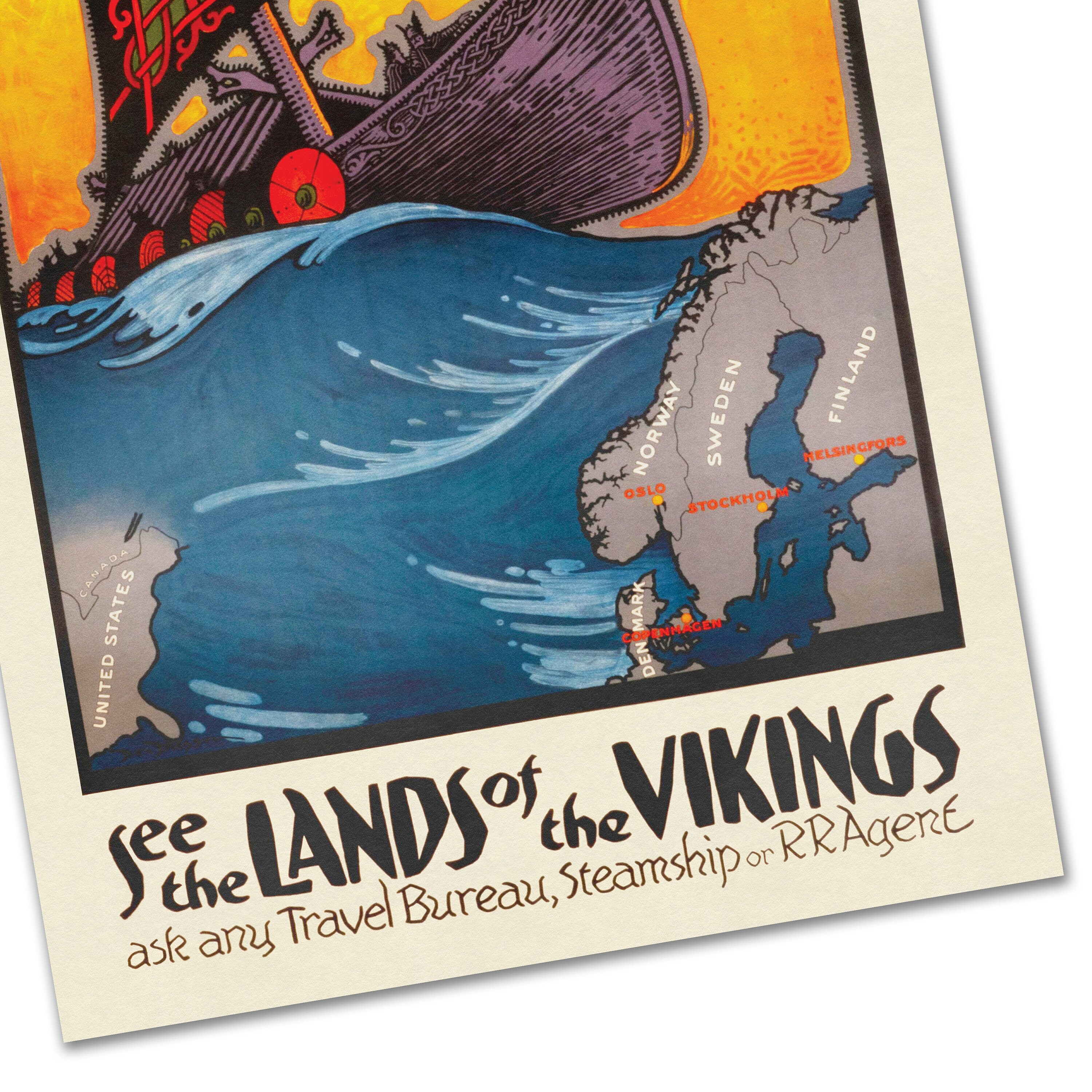 Vikings Travel Poster - See the Land of the Vikings - Nordic Art ...