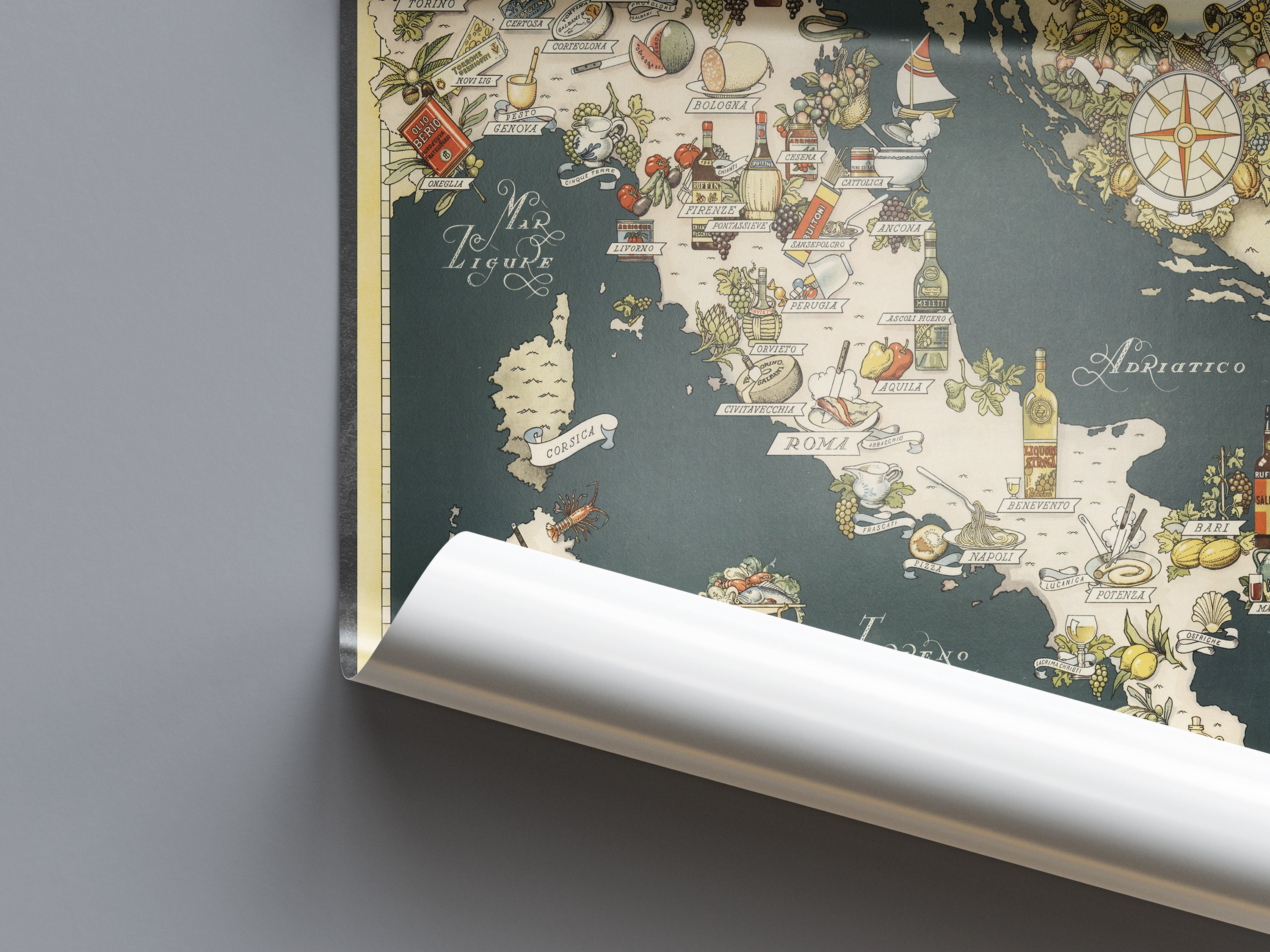 Gastronomic Map of Italy | Etsy UK
