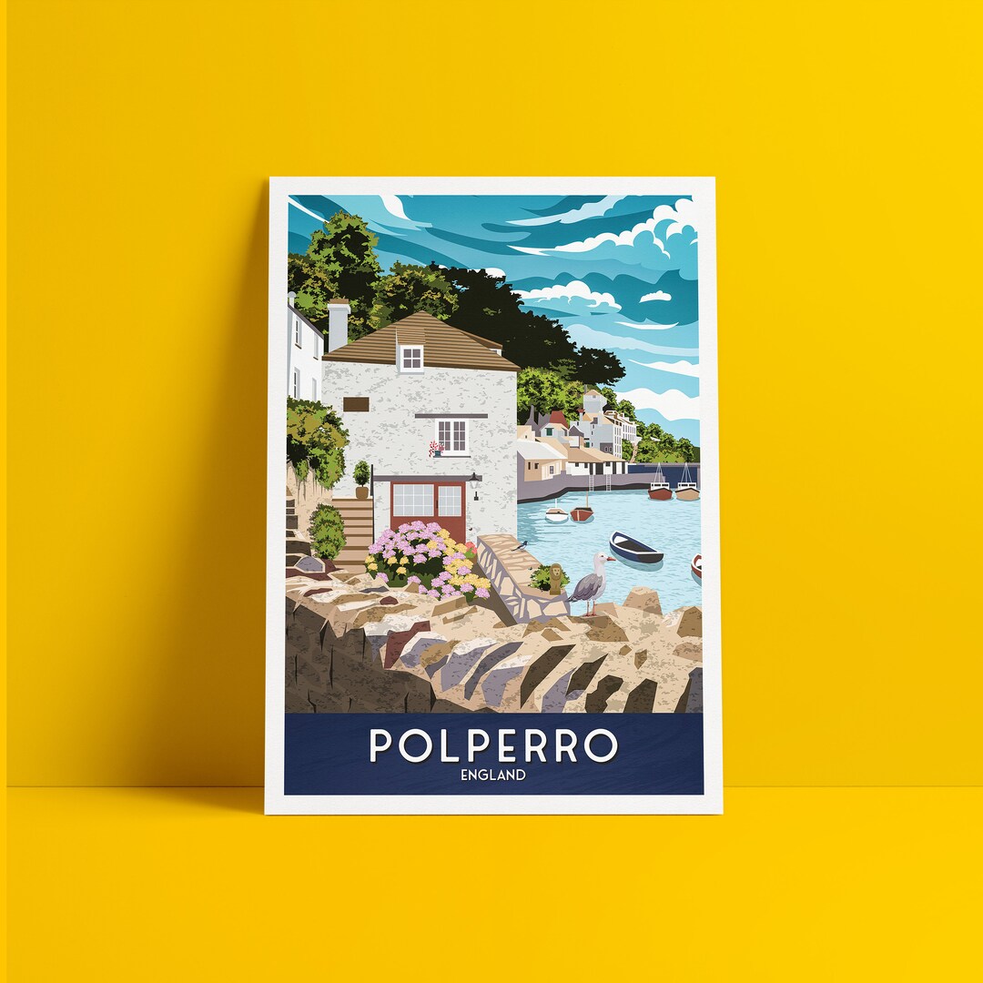Polperro Print - Cornwall Travel Poster - United Kingdom Wall Art ...