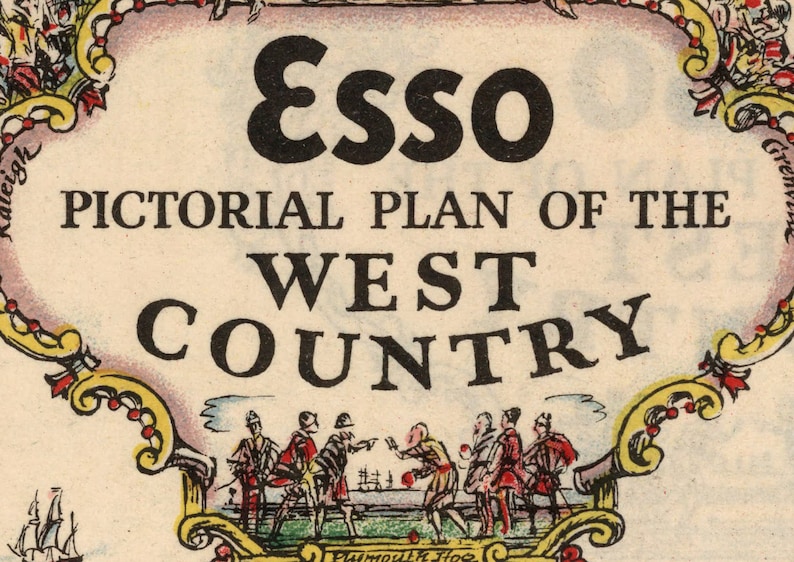 Pictorial Plan of the West Country. an Esso Map of the West - Etsy UK