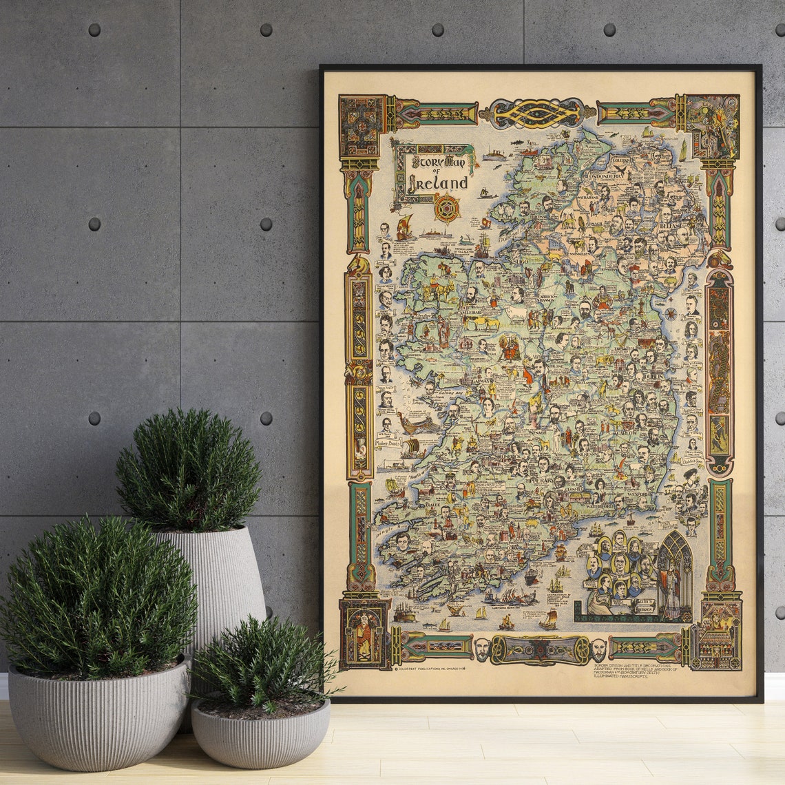 Story Map of Ireland Vintage Pictorial Irish Poster Featuring | Etsy UK