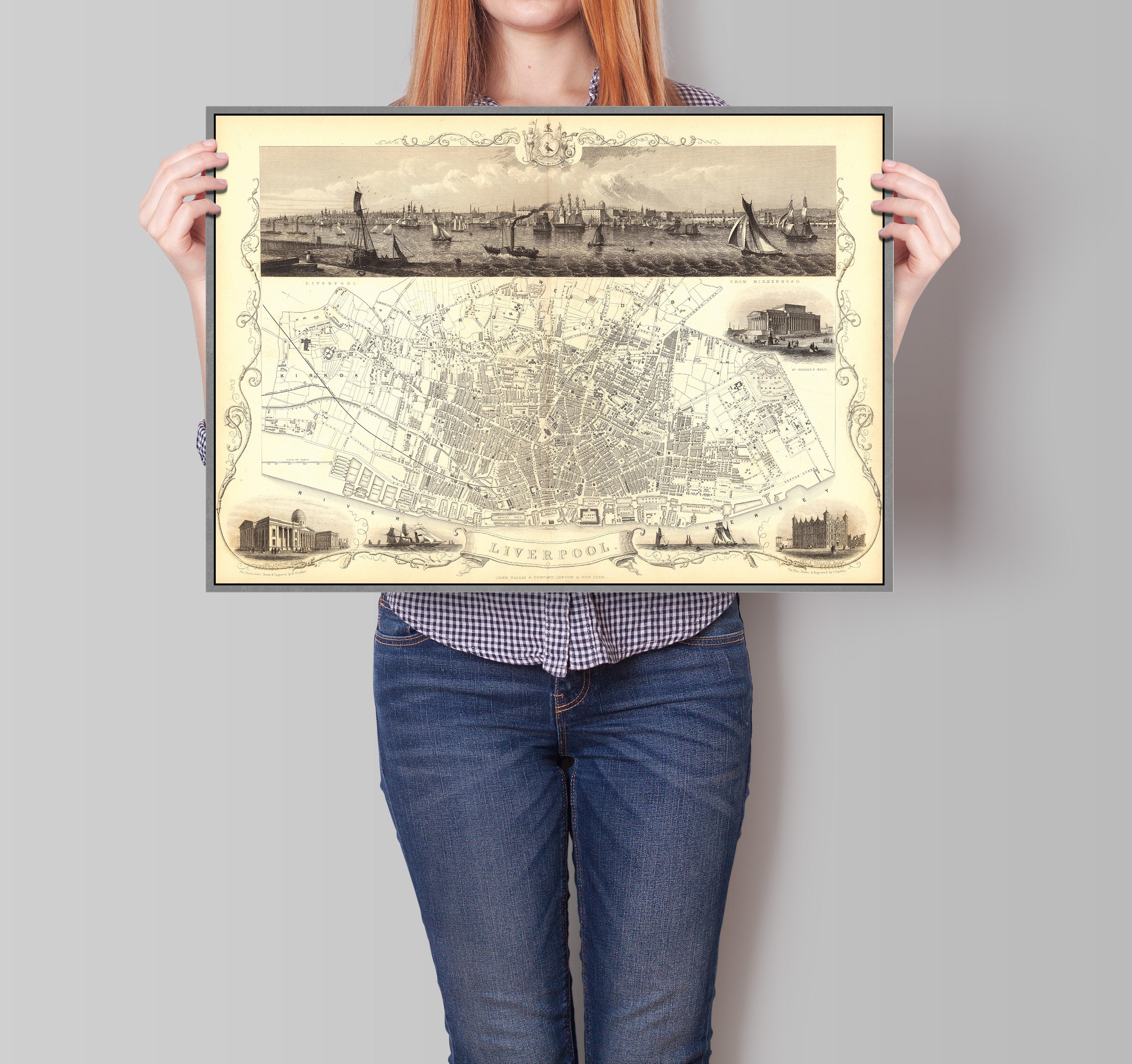 Old Map of Liverpool| Merseyside Antique Map| Vintage Pictorial Print ...