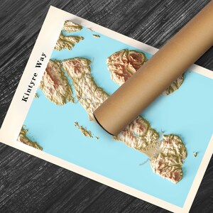 The Kintyre Way Walking Trail – Topographical Map - Scotland Poster ...