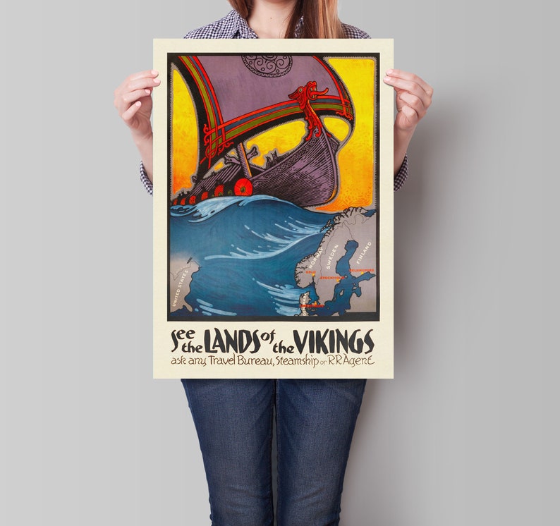 Vikings Travel Poster - See the Land of the Vikings - Nordic Art ...
