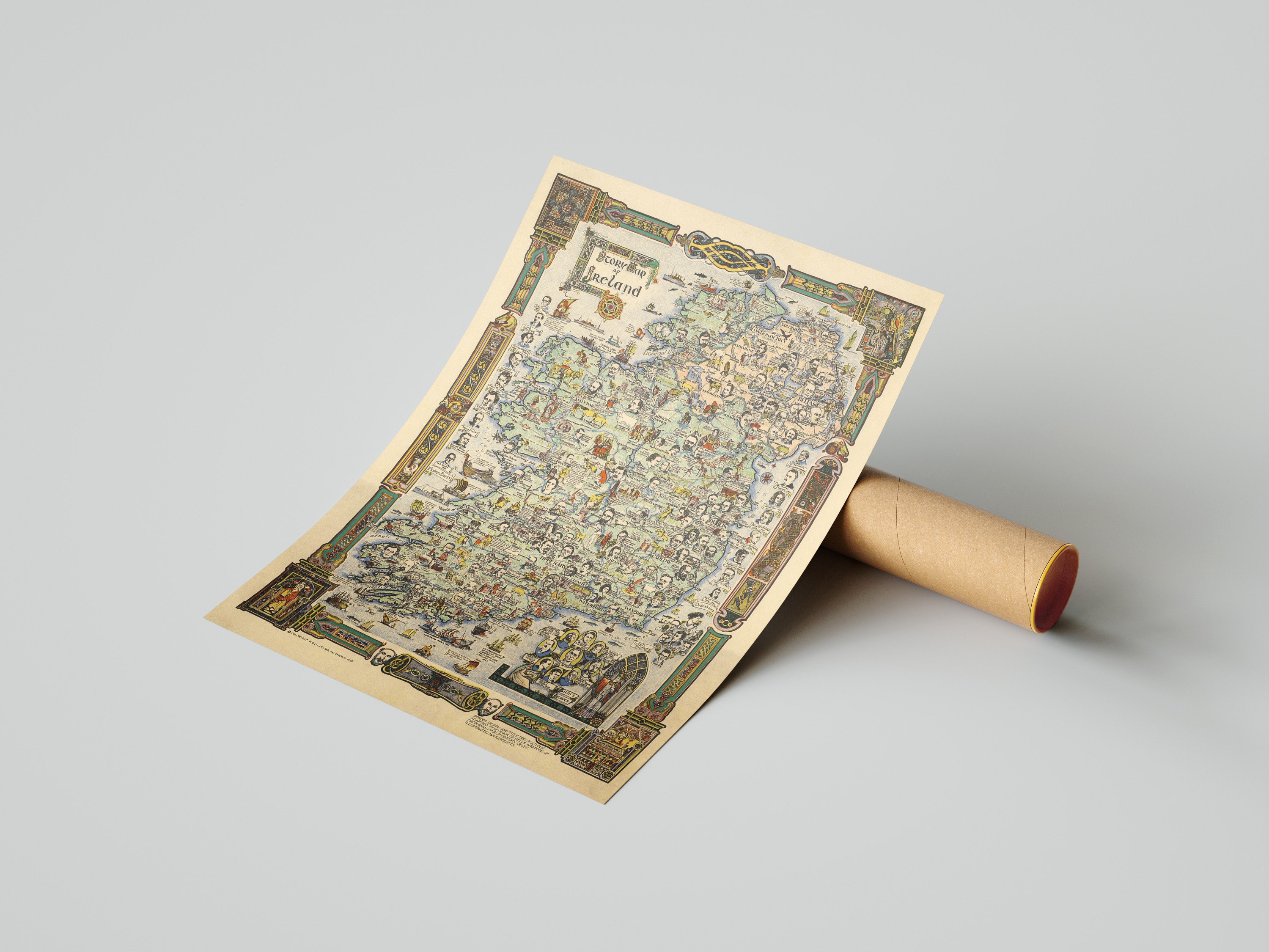 Story Map of Ireland Vintage Pictorial Irish Poster Featuring | Etsy UK