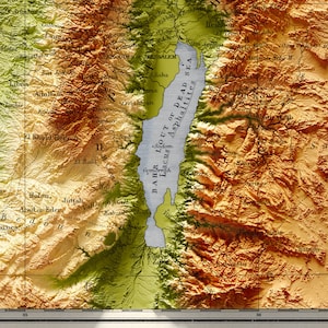 Palestine Map - Topographic Shaded Elevation Relief Map - Vintage Style - Bible Study - 12 ...