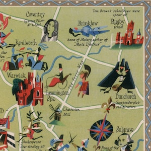 Map of the Shakespeare Country | A Dunlop Map of the Shakespeare ...