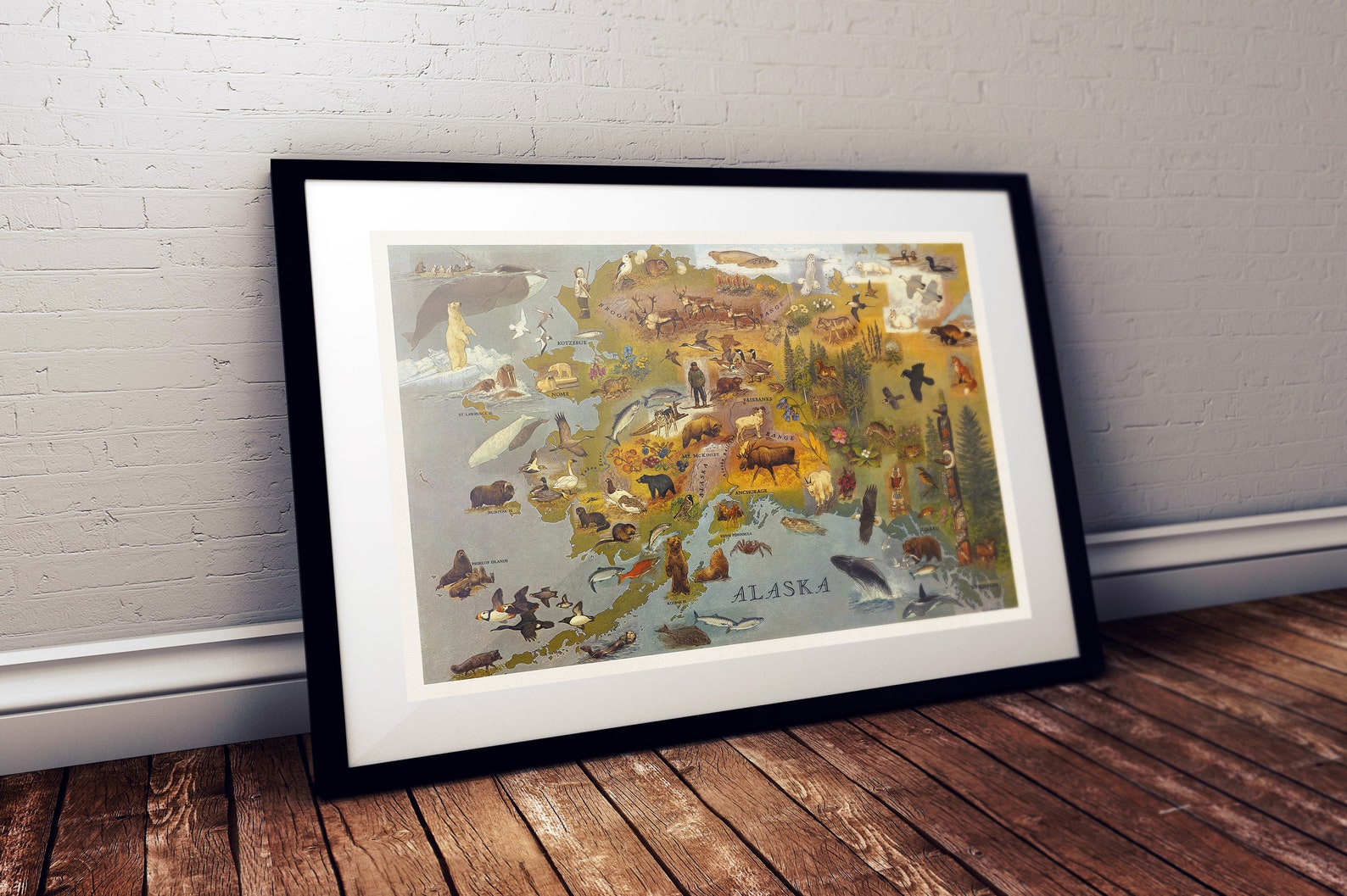 Alaska Pictorial Map, Vintage Alaskan Wall Art - Etsy