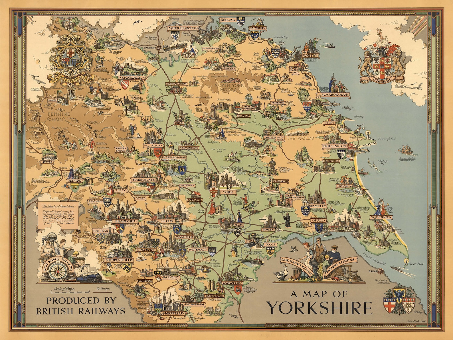 Old Map of Yorkshire Vintage England British Map - Etsy UK