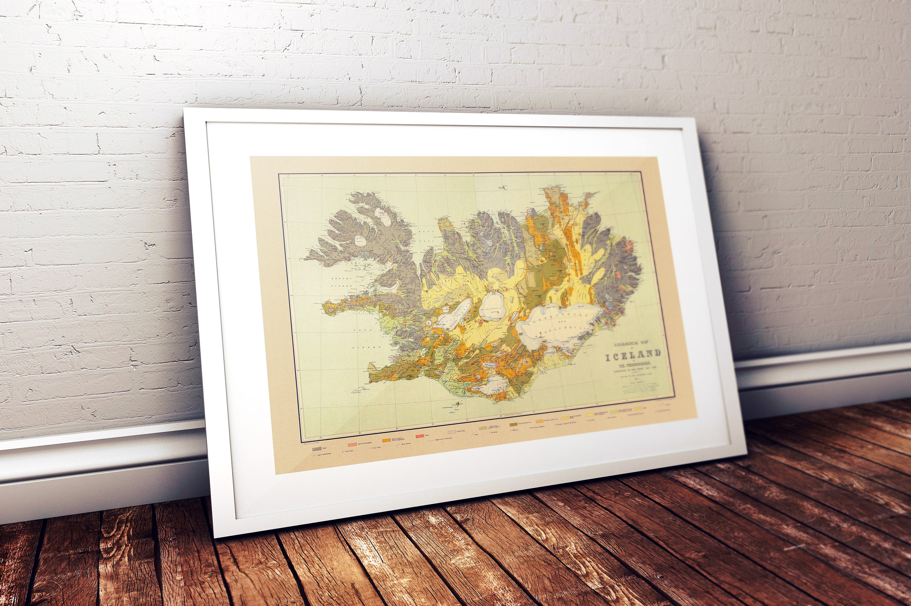 Geological Map of Iceland Old Iceland Map Nordic Print | Etsy UK
