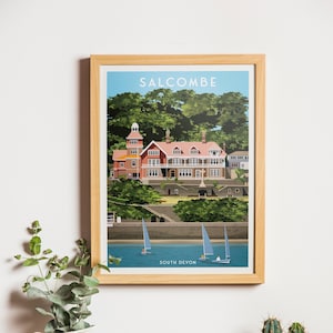 Salcombe Travel Poster: South Devon Coastline Art Print - Etsy
