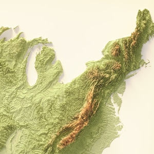 United States Art Relief Map - 2D Print - USA Geology - 2D Shaded ...