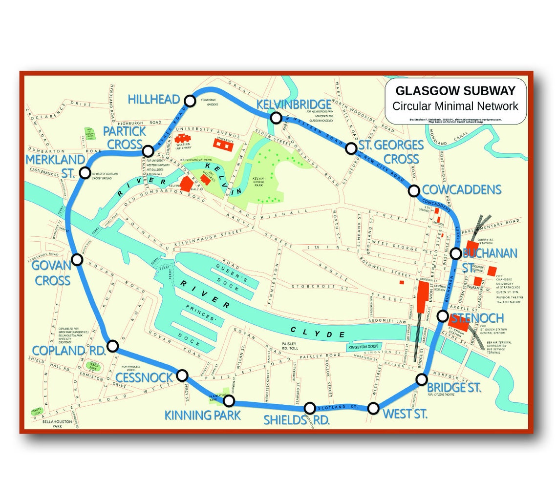 Old Glasgow Subway Map, Old Map, Large Map, Antique Decor, Oversize Map Print - Etsy UK