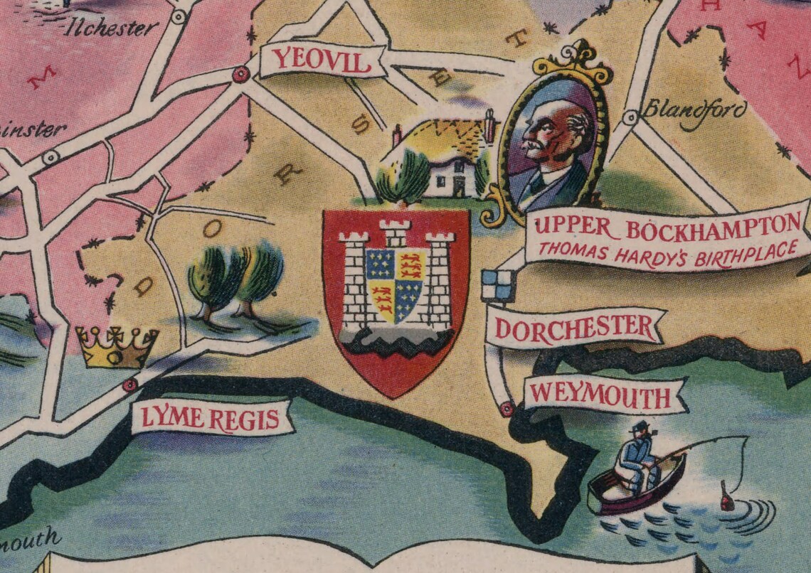 South West England Pictorial Map | A Dunlop Map of the West Country ...