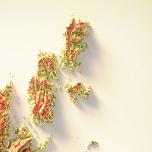 Shetland Isles Art Relief Map - 2D Print - Scotland Geology Poster - 2D ...