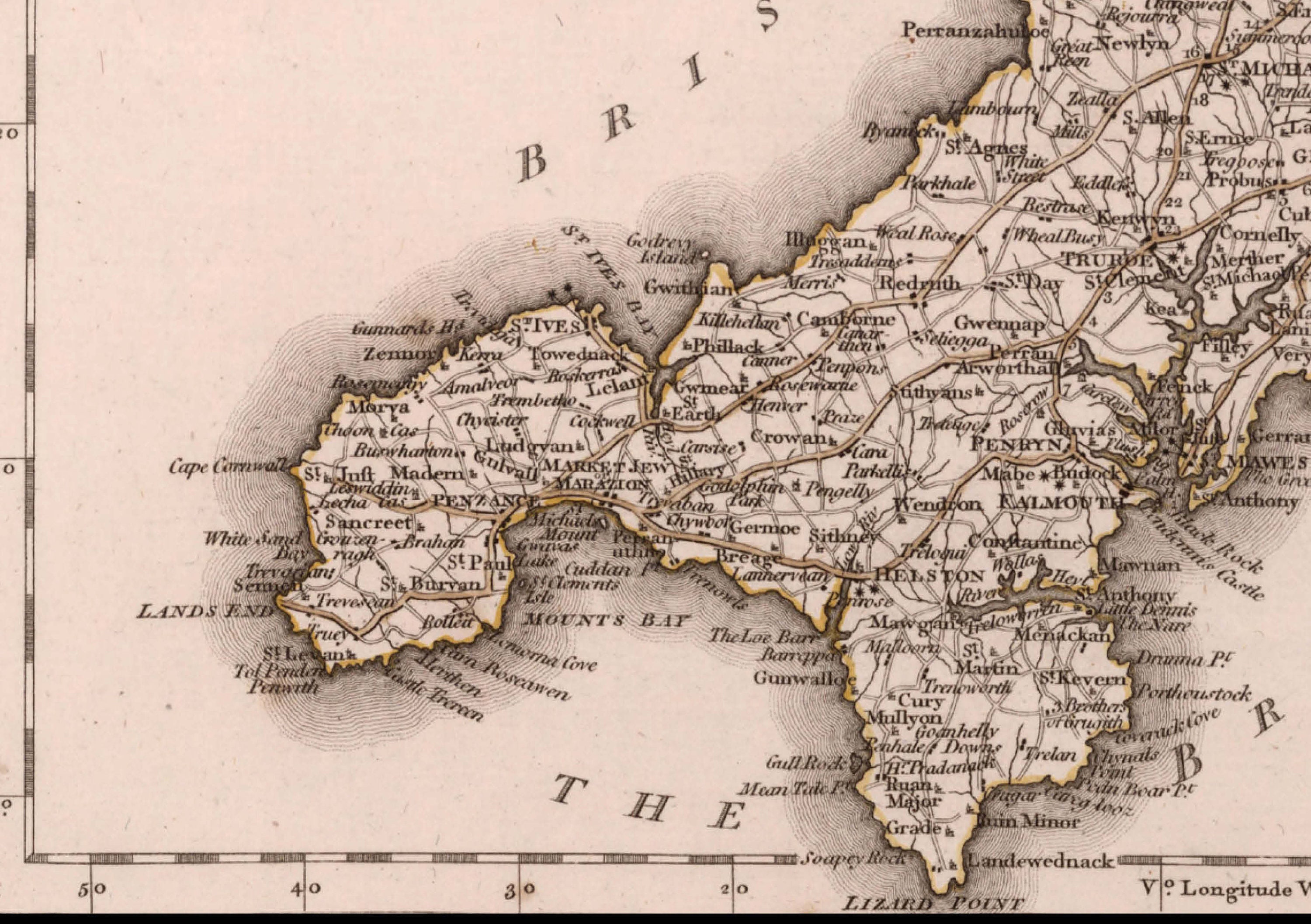 County Map of Cornwall Circa 1787 Vintage Antique Old Map - Etsy UK