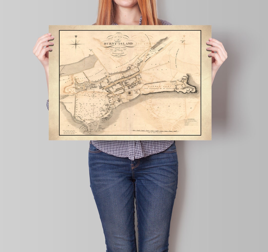 Burntisland Vintage Map | Old Map of Burnt Island | Wall Art Print ...