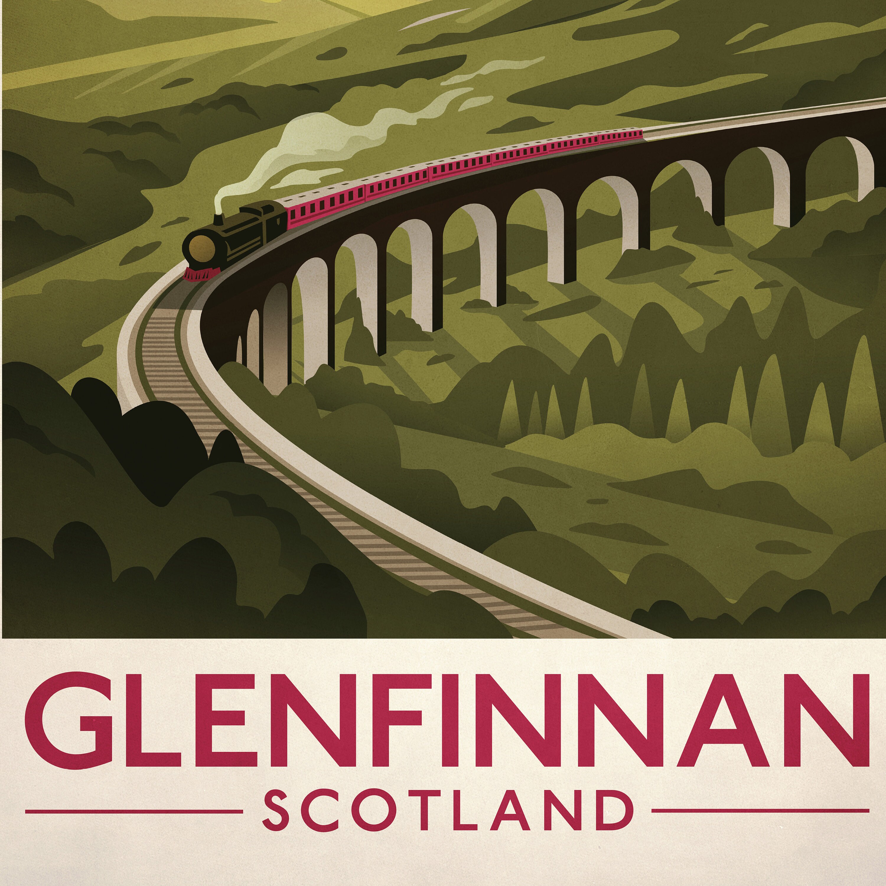 Glenfinnan Viaduct Poster, Railway Bridge Poster Vintage Jacobite Steam ...
