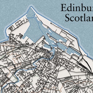 Edinburgh Topographic Contour Map With 3D Illusion - Scotland, United ...