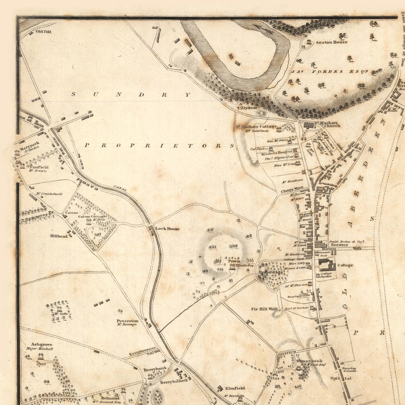 Aberdeen Map Plan of the Cities of Aberdeen John Wood - Etsy