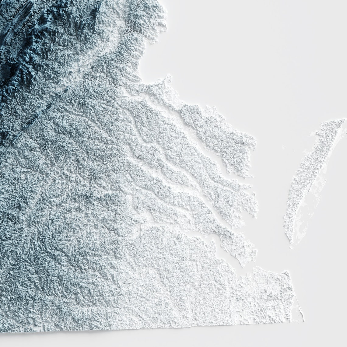 Virginia Art Relief Map - 2D Print - USA Geology - 2D Shaded Relief Map ...