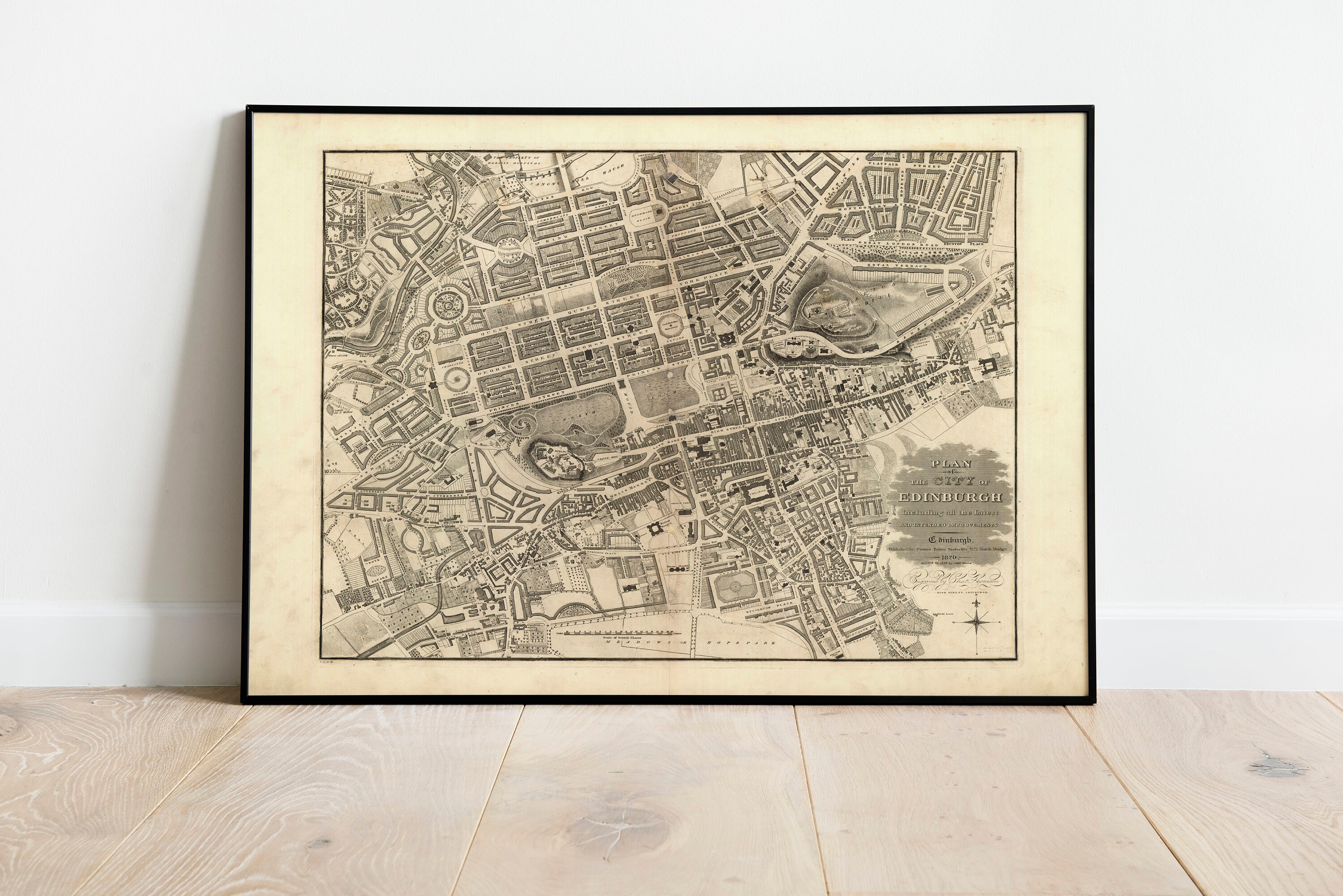 Old Edinburgh Map | Plan of the City of Edinburgh, Scotland | 1820 ...