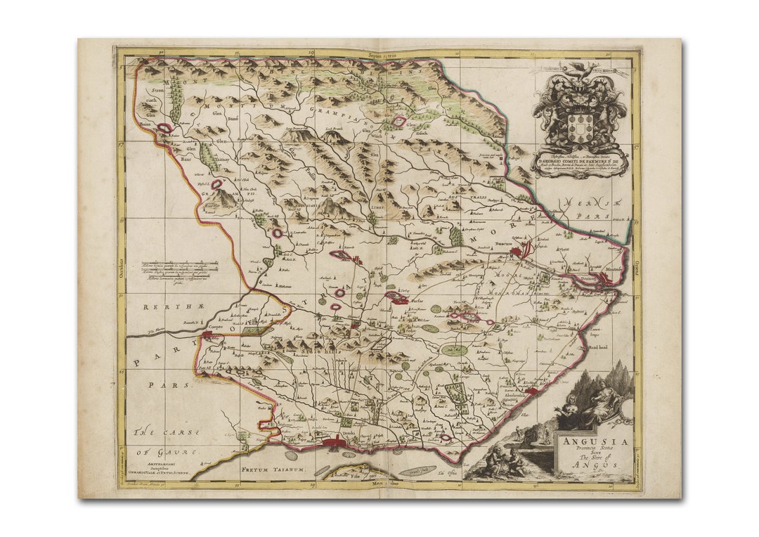 Old Angus Map | Angusia Provincia Scotiae Sive the Shire of Angus | Old ...