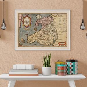 Old Map of the Wales, Cambriae Typus Auctore Humfredo Lhuydo ...