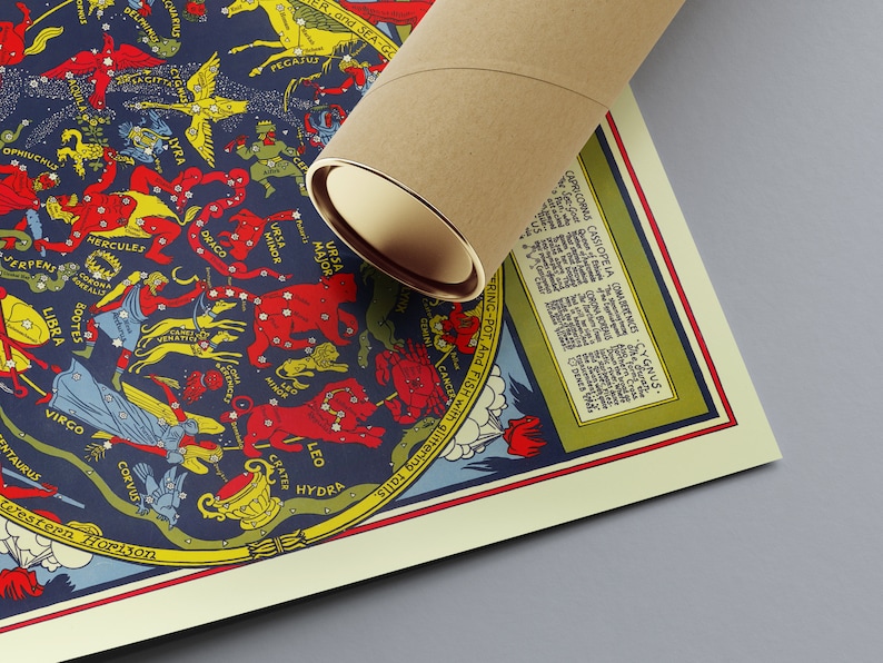 Antique Star Chart Illustrated Poster of the Constellations - Etsy UK