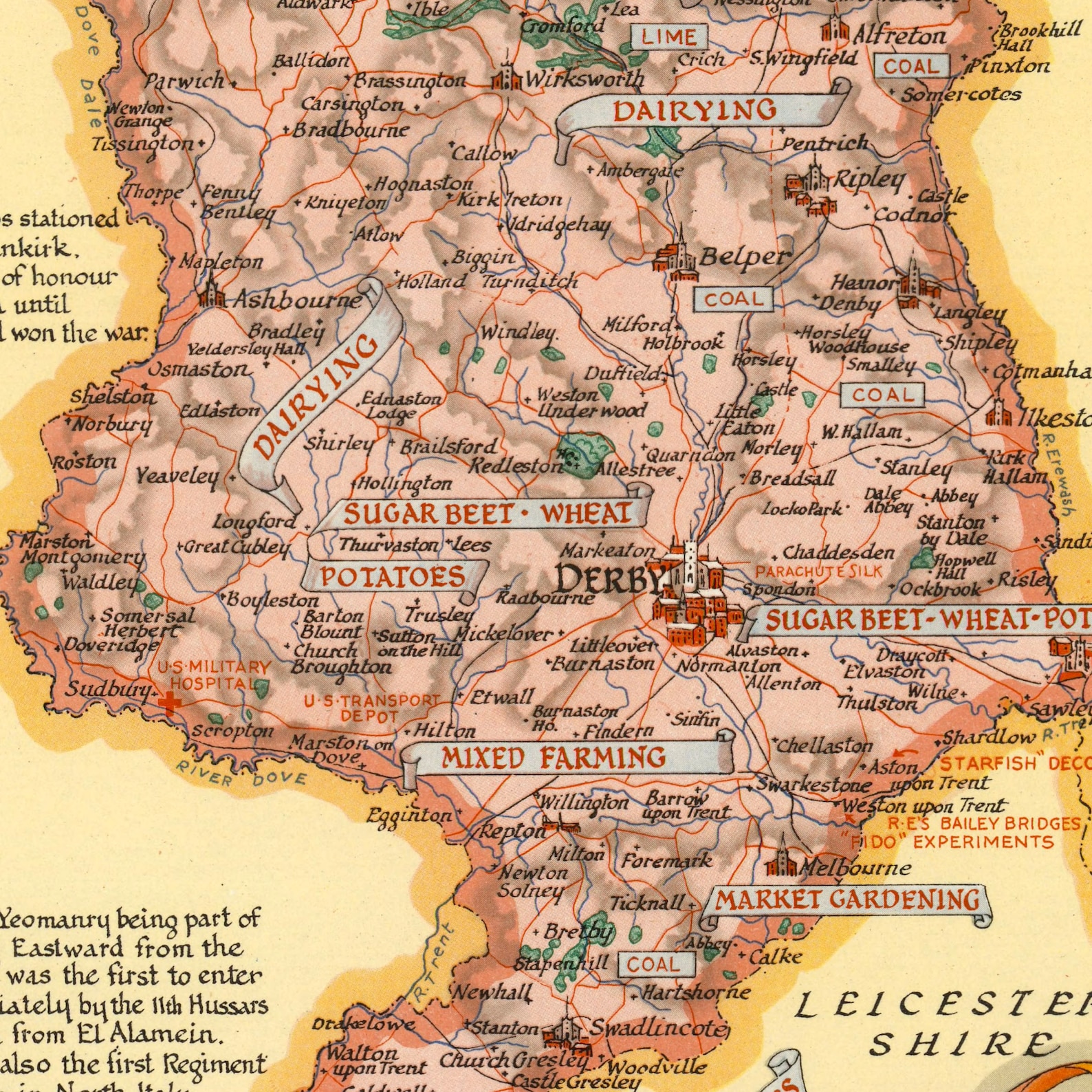 Old Map of Derbyshire 1946 Ernest Clegg Melbourne - Etsy UK