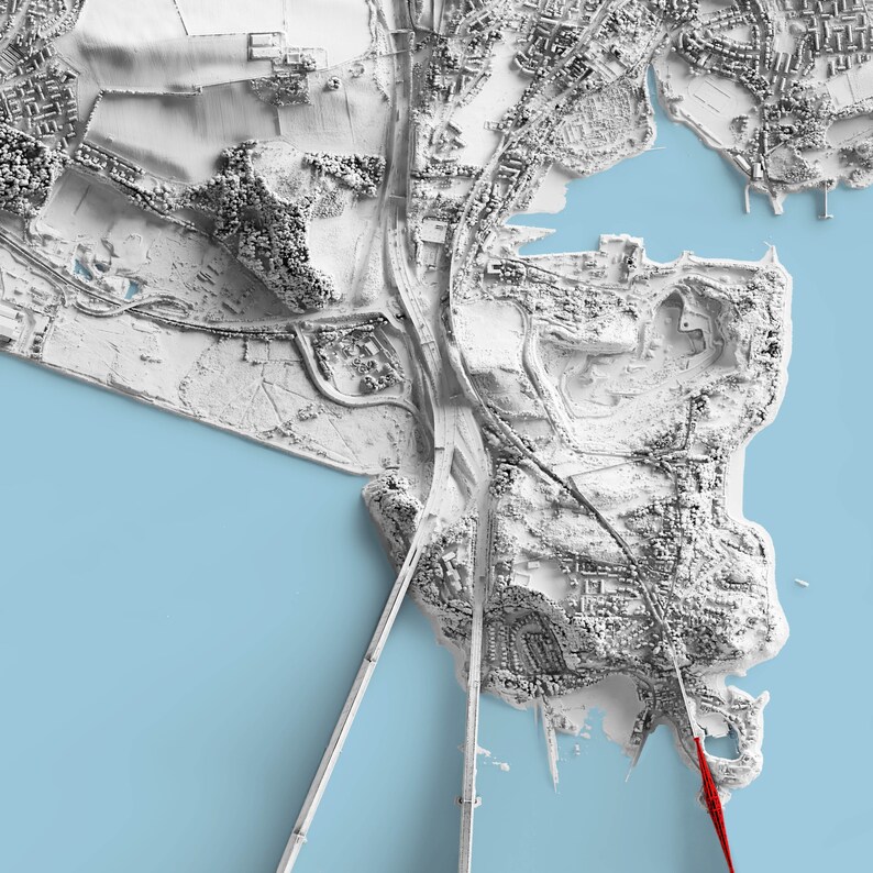 Queensferry Print Shaded Lidar Relief Map Detailed - Etsy UK