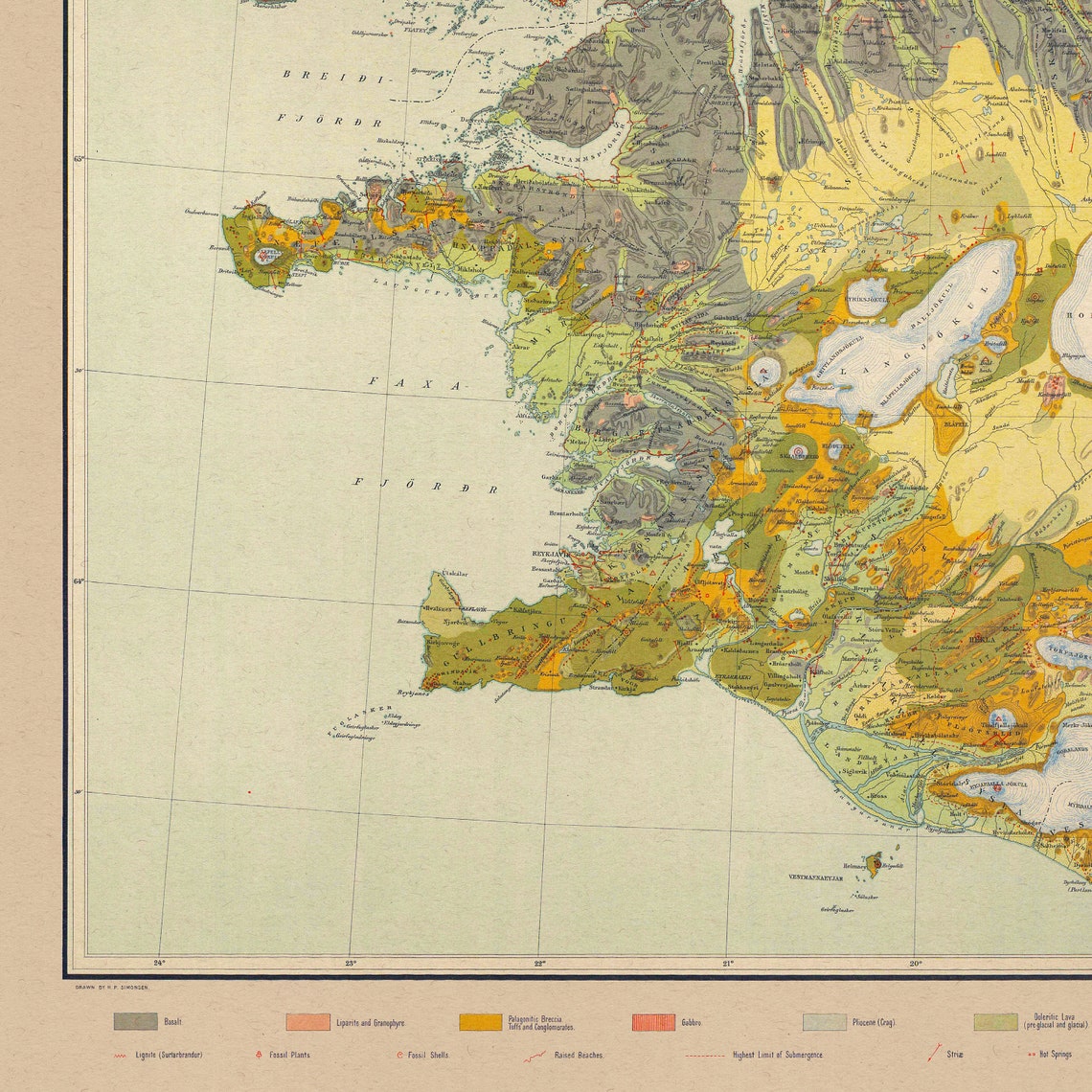 Geological Map of Iceland Old Iceland Map Nordic Print | Etsy UK