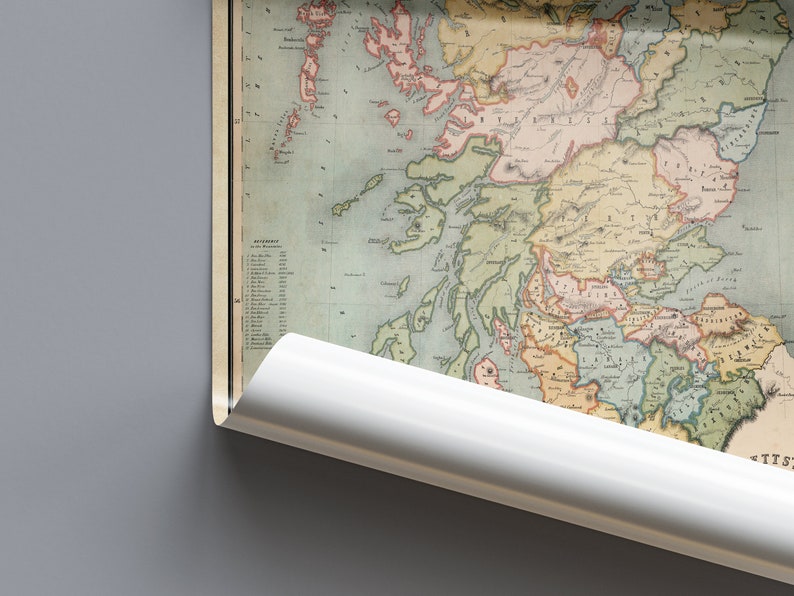 Historic Scottish Map | 1852 | Antique Wall Art | Home Decor | Scottish ...
