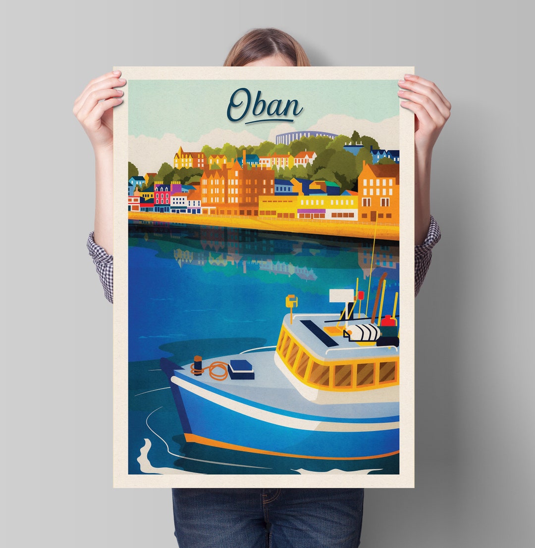 Oban Travel Poster - Oban Harbour - Argyll and Bute - Scotland Art ...