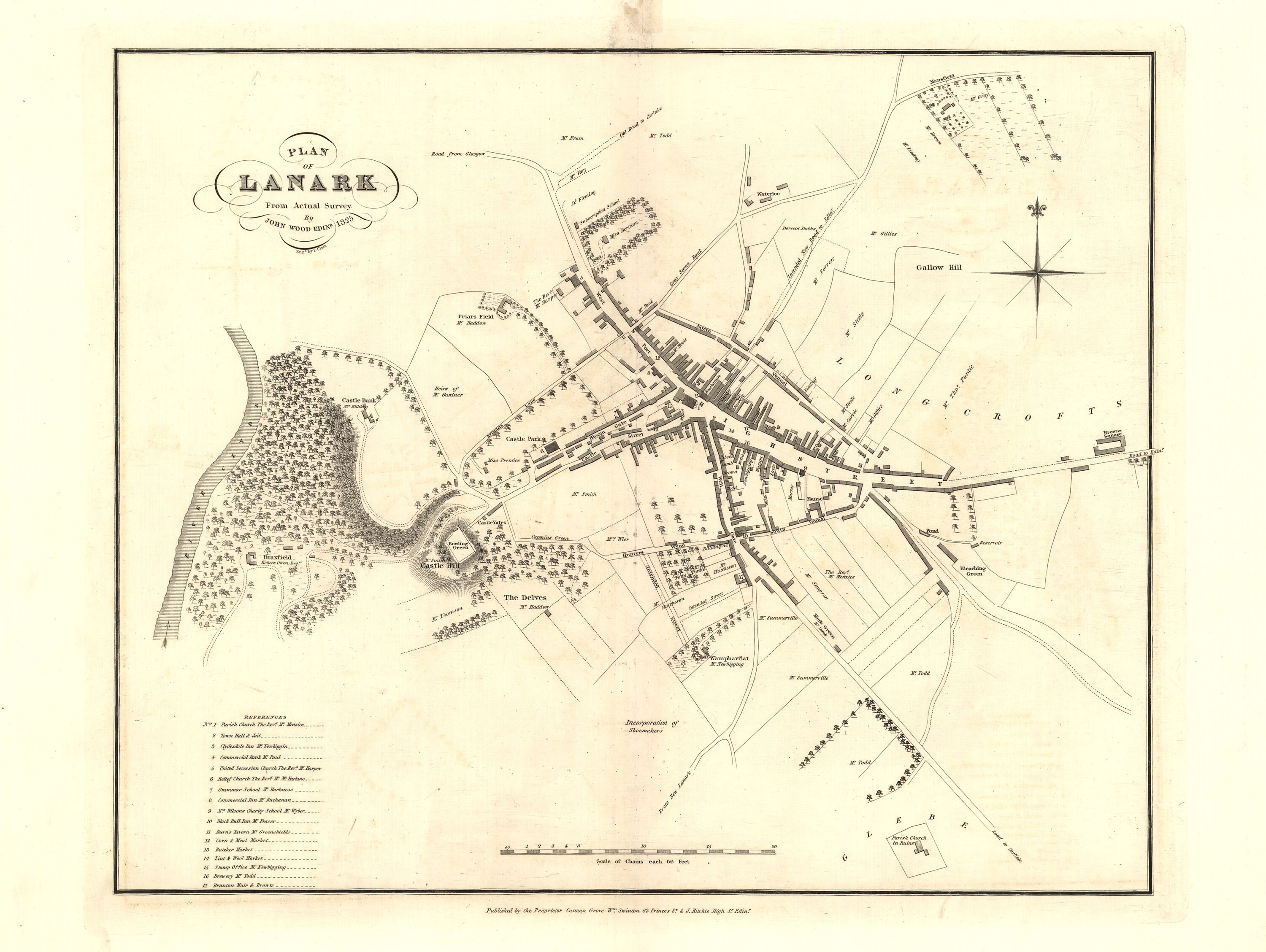 Old Map of Lanark | Plan of Lanark | John Wood Lanark | Vintage Map ...