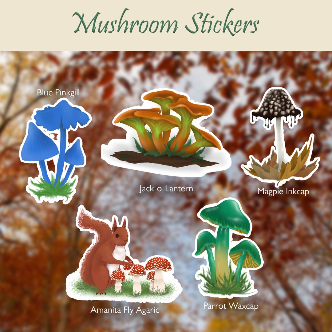 Mushroom and Fungi Sticker, Waterproof Stickers, Vinyl Stickers, Animal ...
