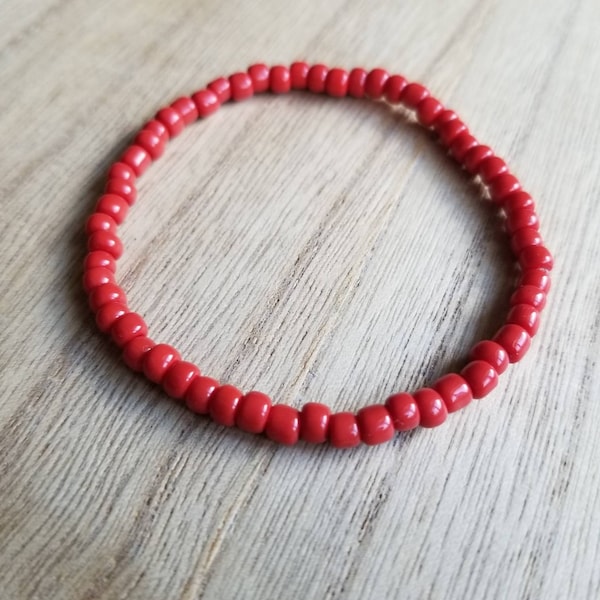 Red Beaded Bracelet - Etsy