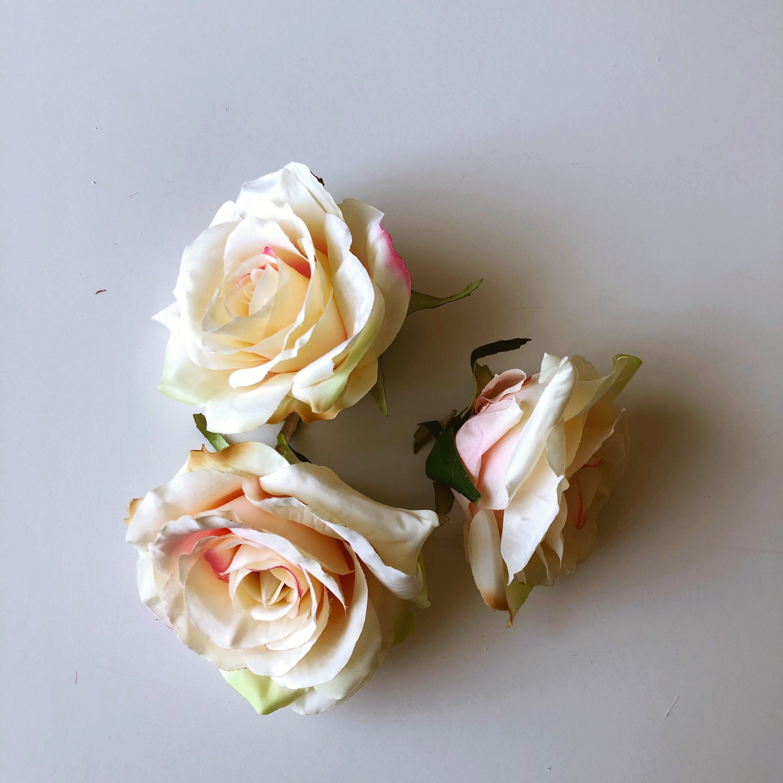 3 Pieces Creamy Peach Silk Rose Heads Artificial Roses Rose | Etsy