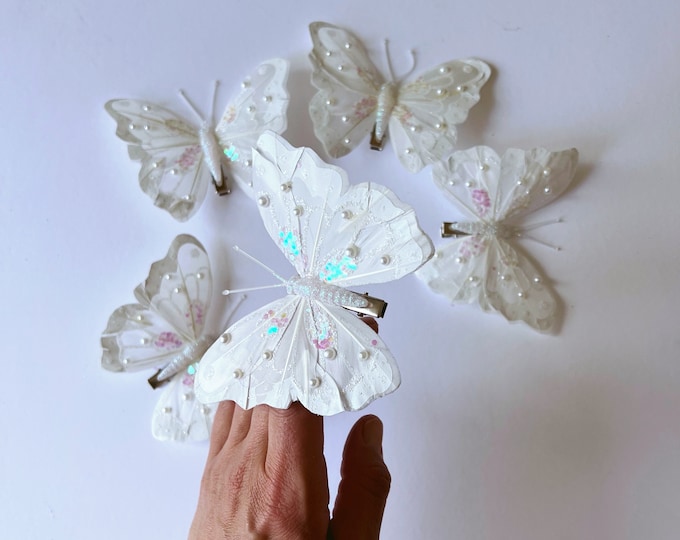 Huge White Artificial Butterflies With Knobs Real Looking Butterfly ...