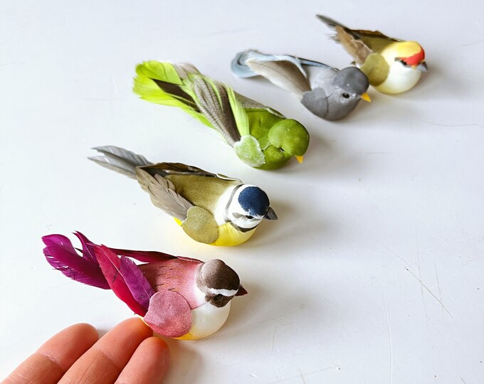 Artificial Birds With Real Feathers Set of 10 Assorted - Etsy