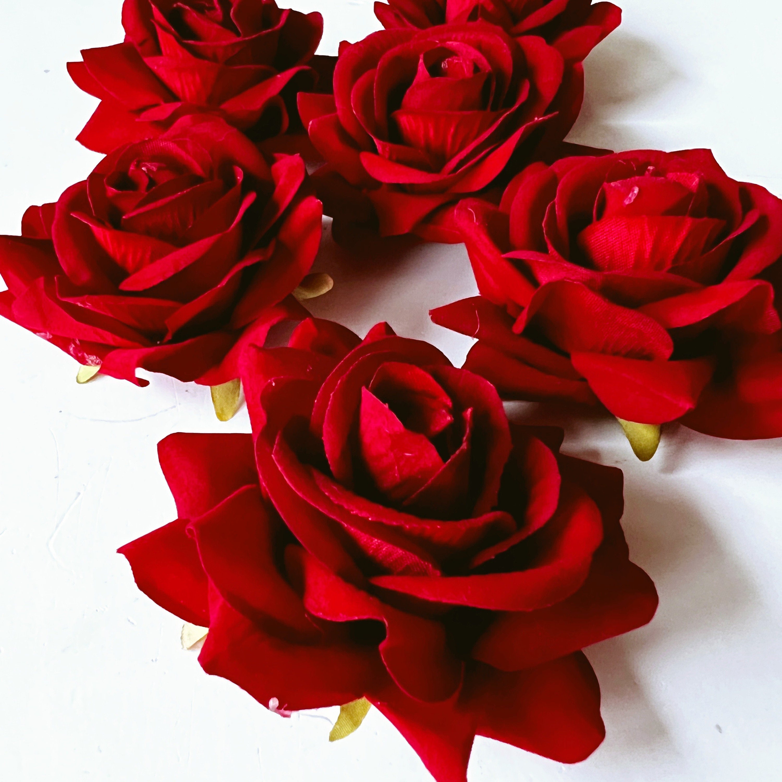 1 Piece Red Velvet Rose Head Artificial Roses Rose Heads 8 - Etsy