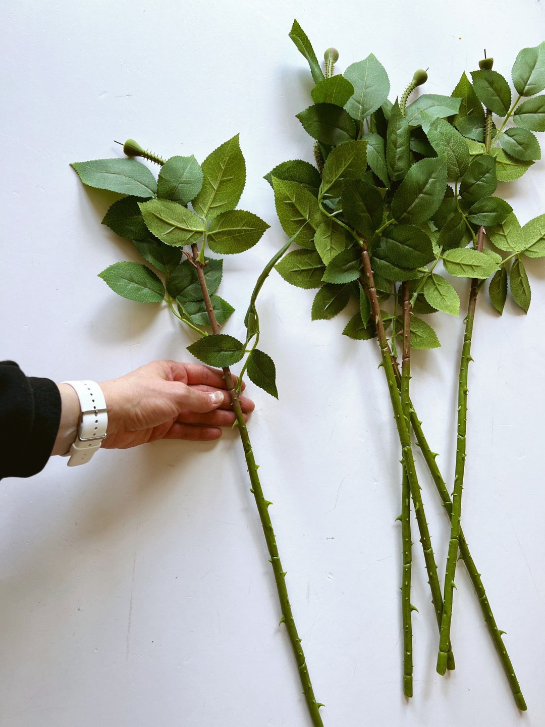 Artificial Flower Wire Stems With Leaves, Stem for Artificial Roses ...