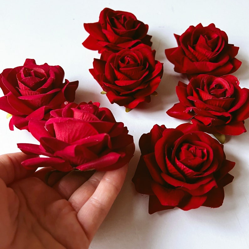 1 Piece Red Velvet Rose Head Artificial Roses Rose Heads 8 - Etsy
