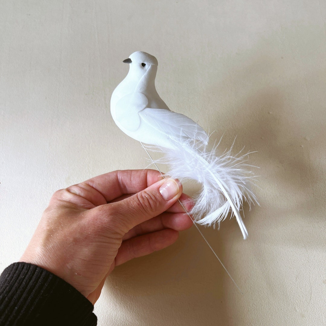 Artificial Dove Birds With Pins Wedding Cake Decor Dove Flower Crown ...
