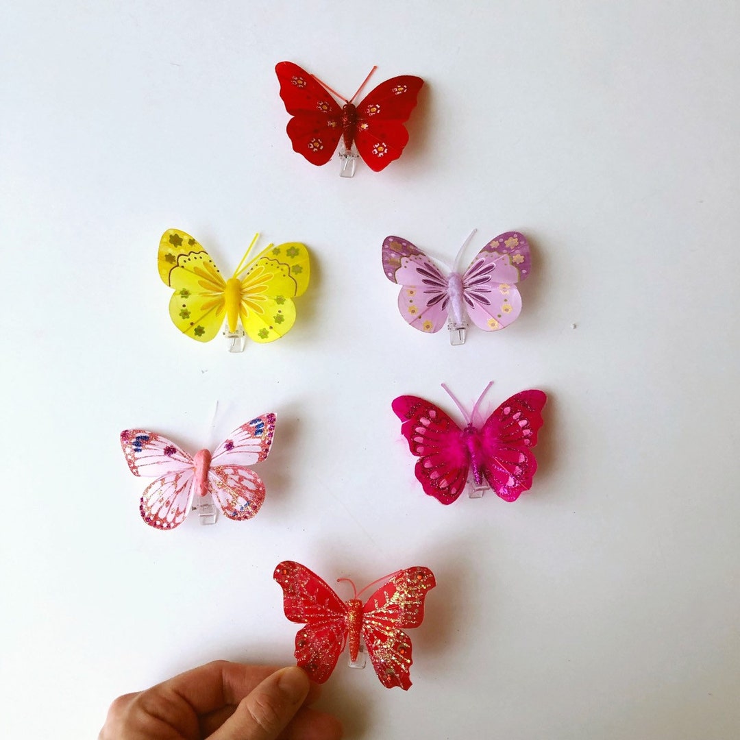 Faux Butterflies With Pins, Real Looking Butterfly Hair Pins, Feather ...