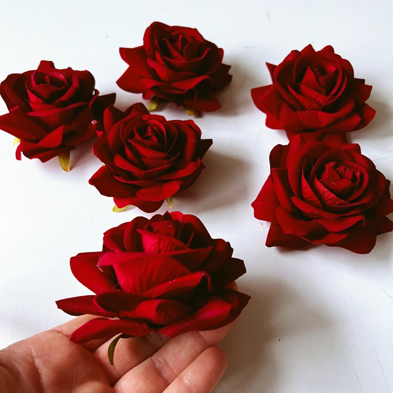 1 Piece Red Velvet Rose Head Artificial Roses Rose Heads 8 - Etsy